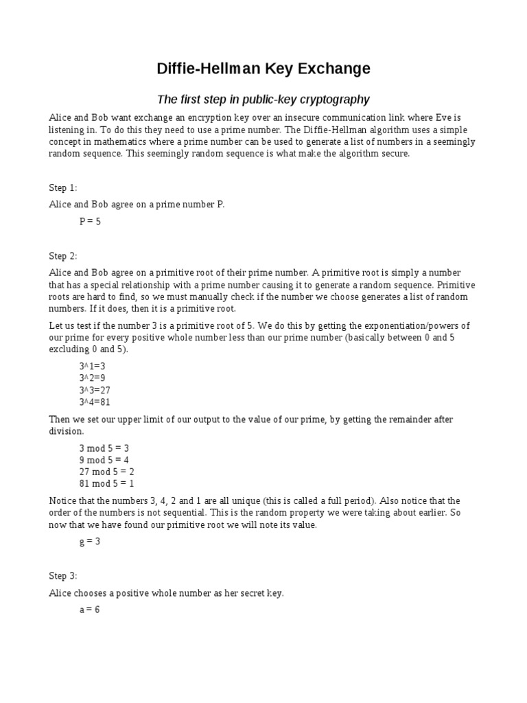 Diffie-Hellman Key Exchange | PDF