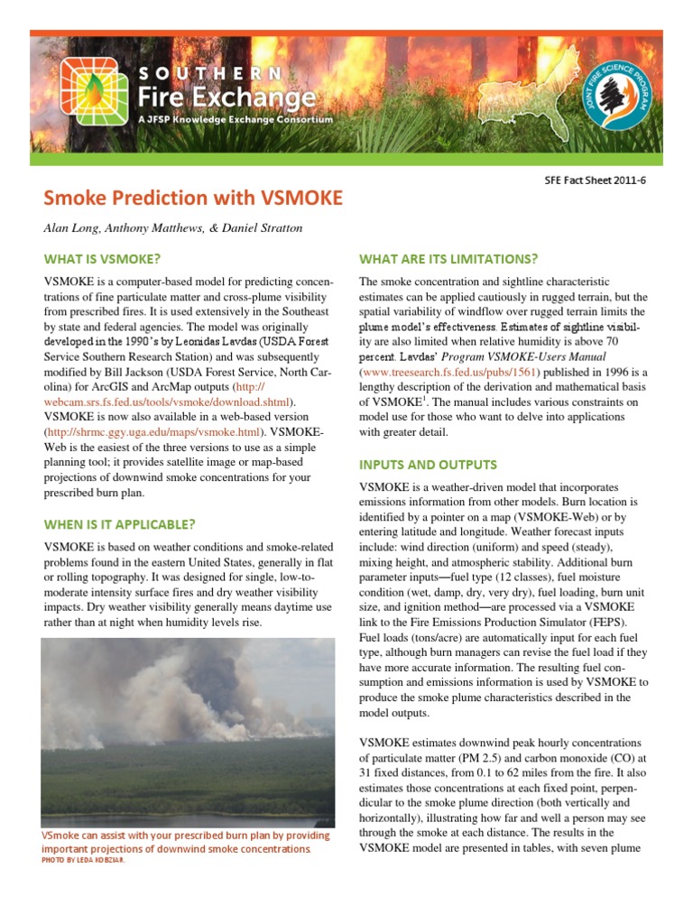 Smoke Prediction With VSMOKE | PDF | Wildfire | Particulates