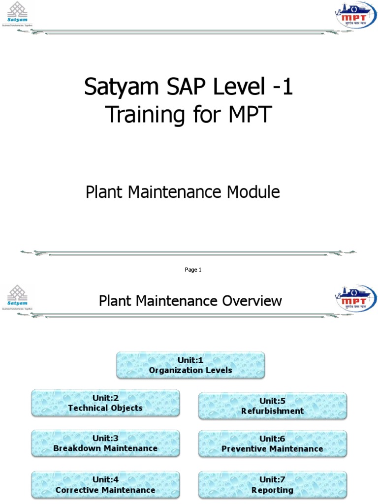 SAP PM Level-1 Material | PDF | Statistical Classification