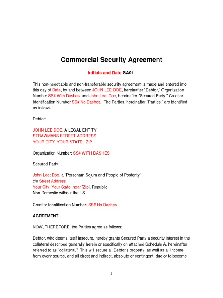 Commercial Security Agreement | PDF | Security Interest | Lien