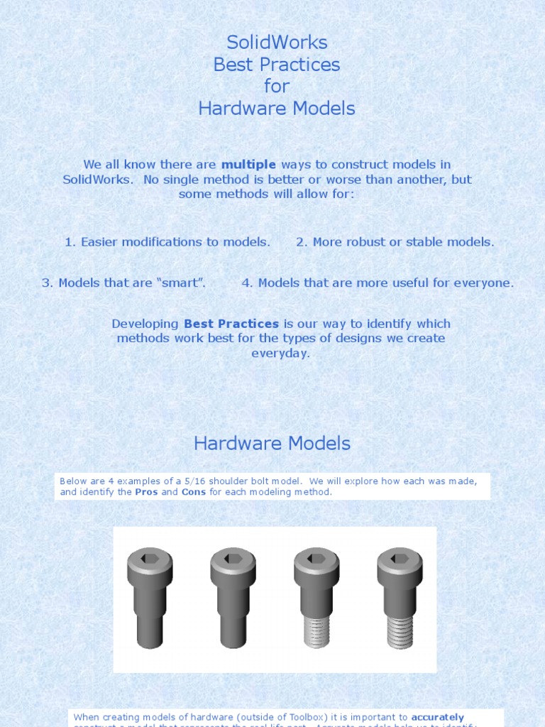 Solidworks Best Practices For Hardware Models | PDF | Thread (Computing ...