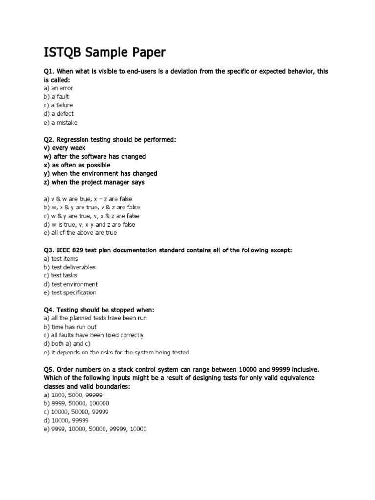 ISTQB QUESTIONS | Software Testing | C (Programming Language)