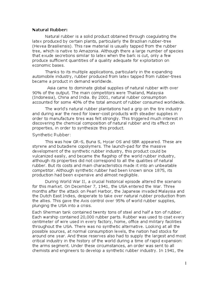 Natural & Synthetic Rubber | PDF | Natural Rubber | Polymers