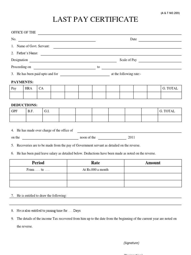 Last Pay Certificate: Period Rate Amount | PDF