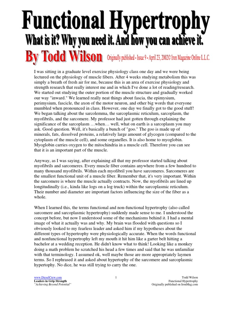 Functional Hypertrophy | PDF | Muscle Hypertrophy | Myocyte