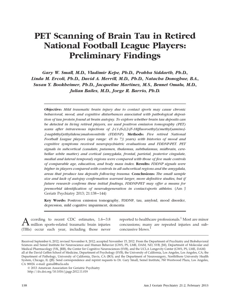 CTE Study | PDF | Chronic Traumatic Encephalopathy | Concussion