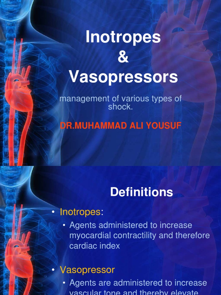 Inotropes and Vasopressors | PDF | Shock (Circulatory) | Vasodilation