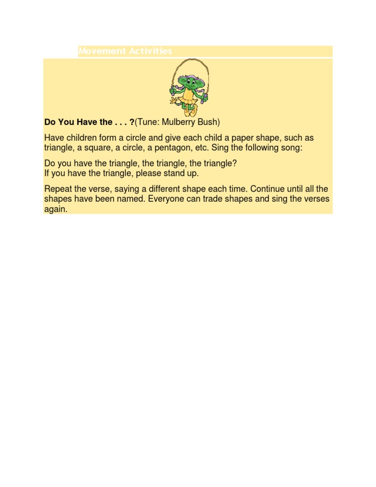 Shape Movement Activity for Kids | PDF | Poetry