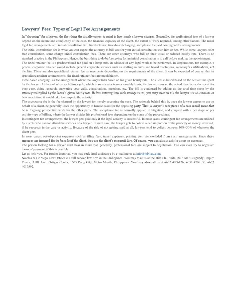 Types of Legal Fees | PDF | Lawyer | Fee