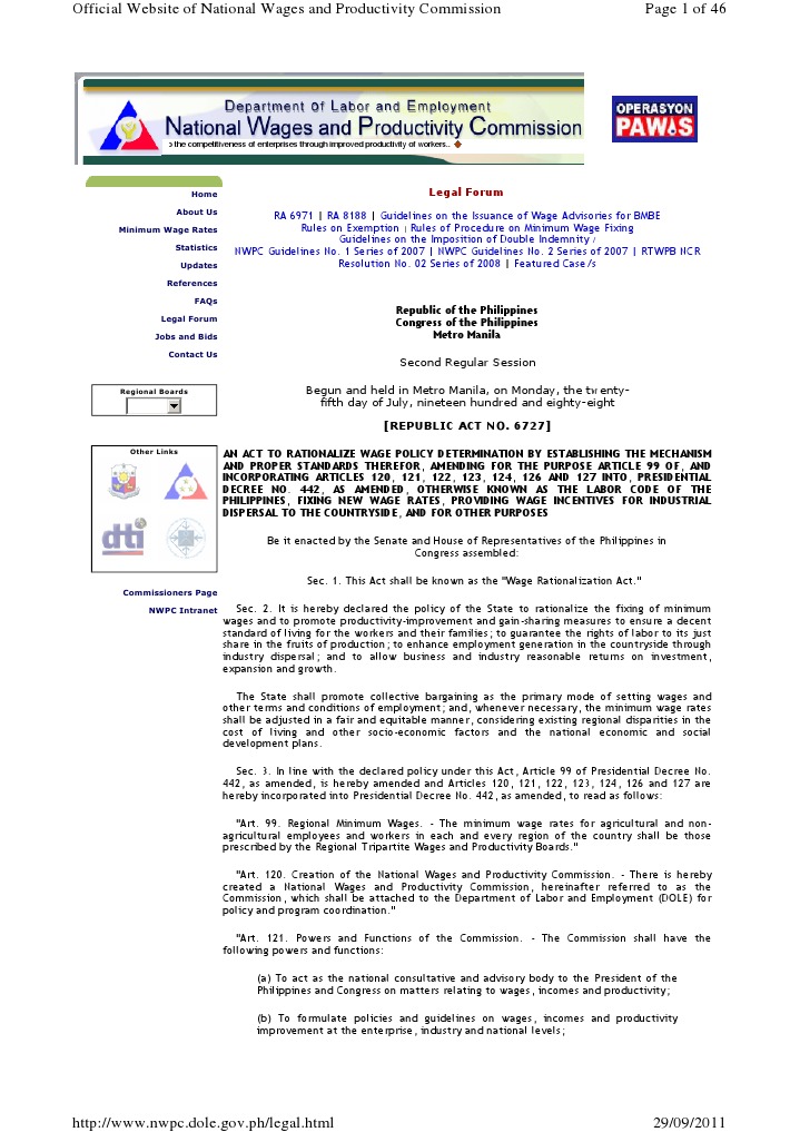 Ra 6727 - Wage Rationalization Act | PDF | Trade Union | United States ...