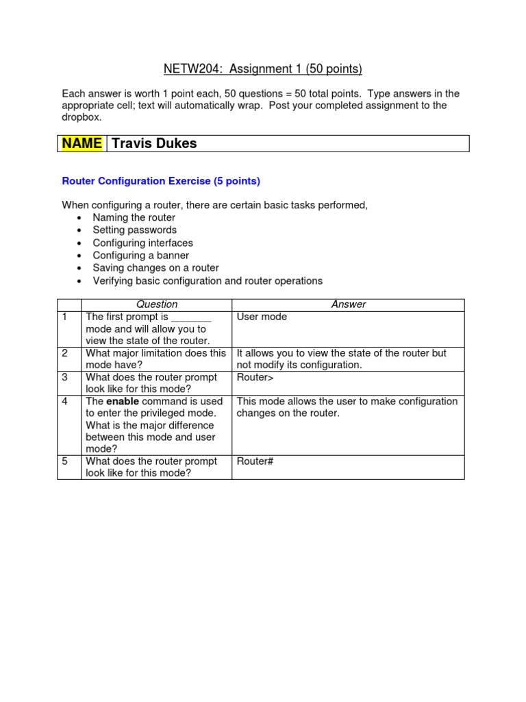 NETW204 Assignment1 | PDF | Router (Computing) | Computer Network