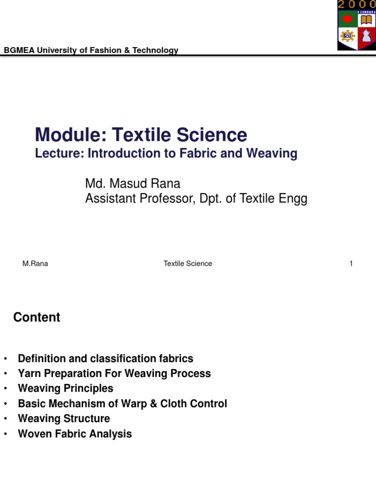 Introduction To Fabric and Weaving | PDF | Textiles | Weaving