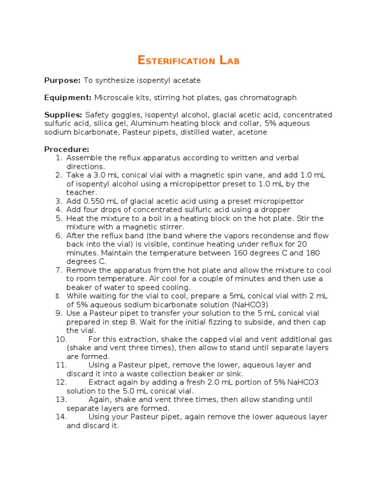 Esterification Lab | PDF | Ester | Mole (Unit)