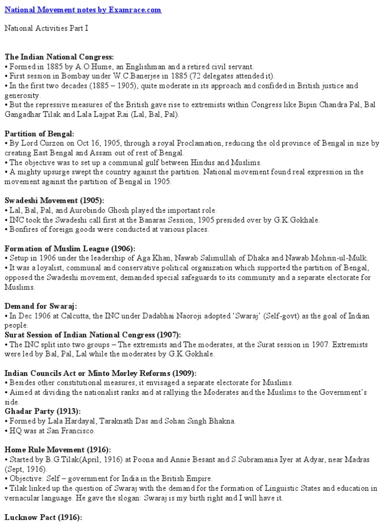 The Rise of Indian Nationalism: Key Events and Movements in the Growth ...