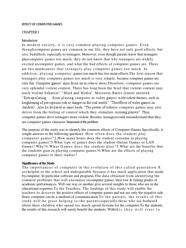 Effect of Computer Games | PDF | Video Games | Adolescence