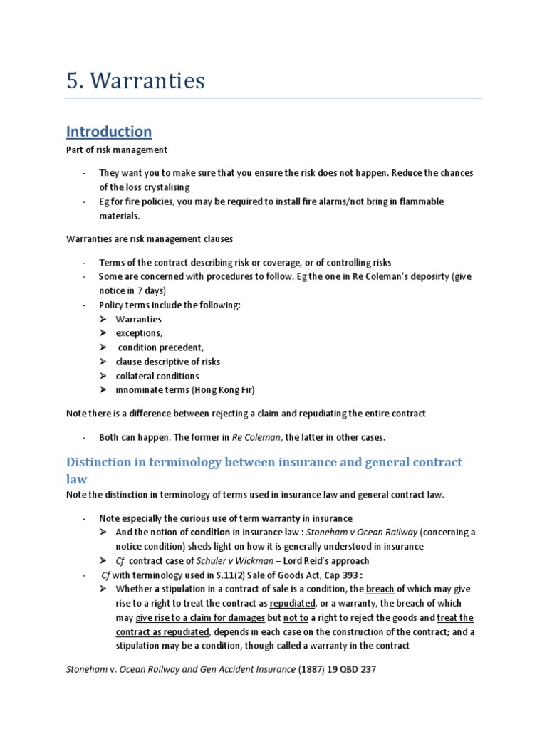 Understanding Warranties in Insurance | PDF | Reinsurance | Insurance