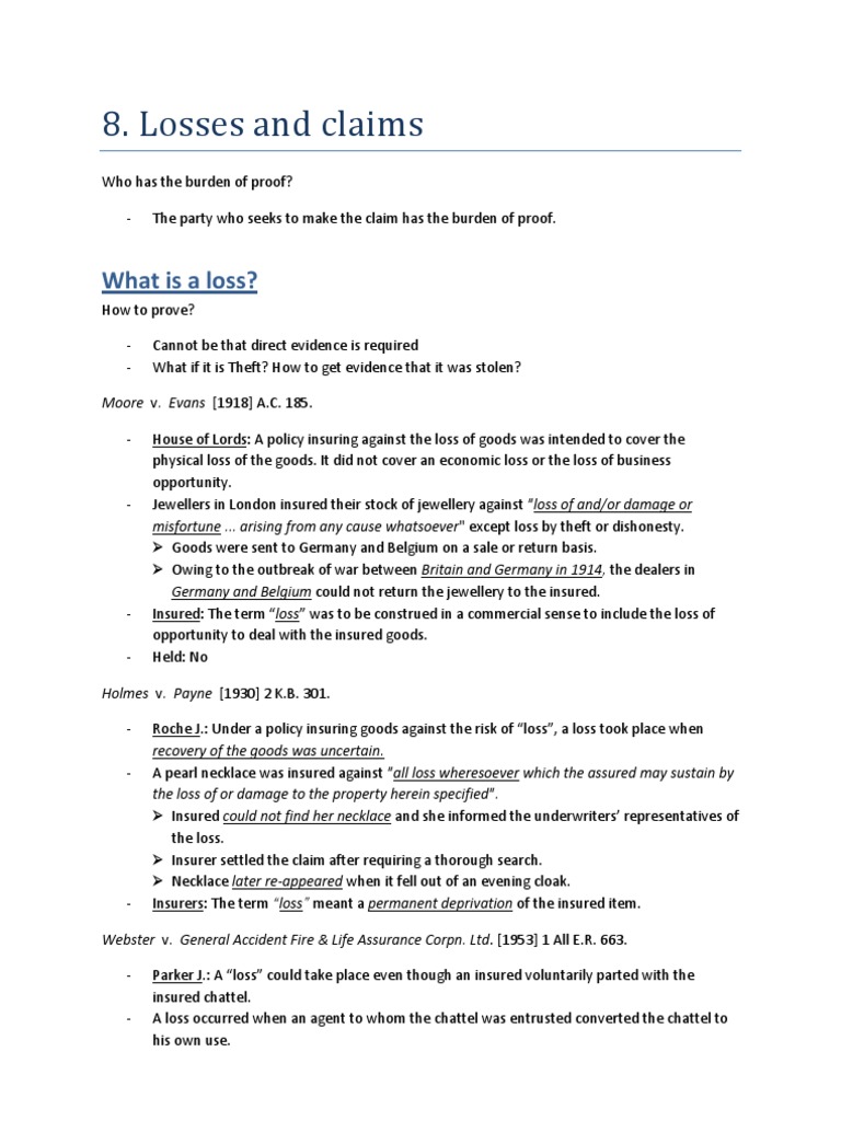 Insurance Law-Claims | PDF | Proximate Cause | Causation (Law)