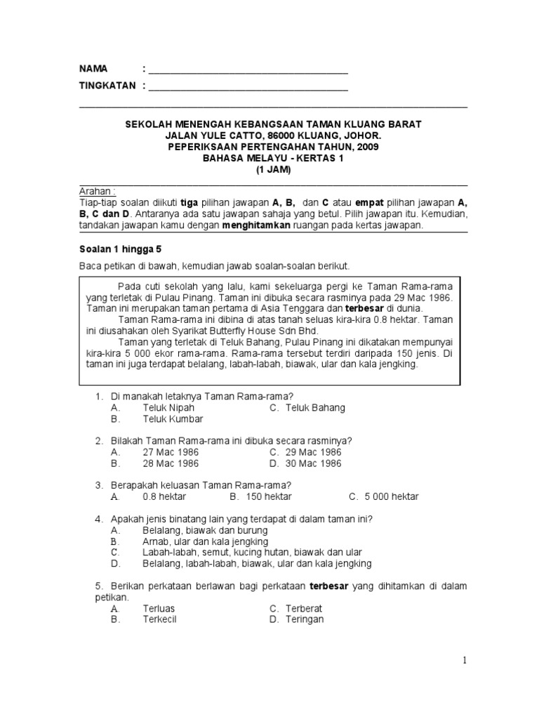 Soalan BM Peralihan | PDF