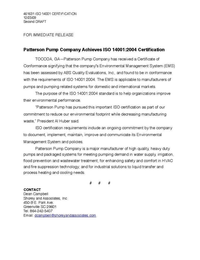 ISO Cert Release | PDF | Science & Mathematics | Technology & Engineering