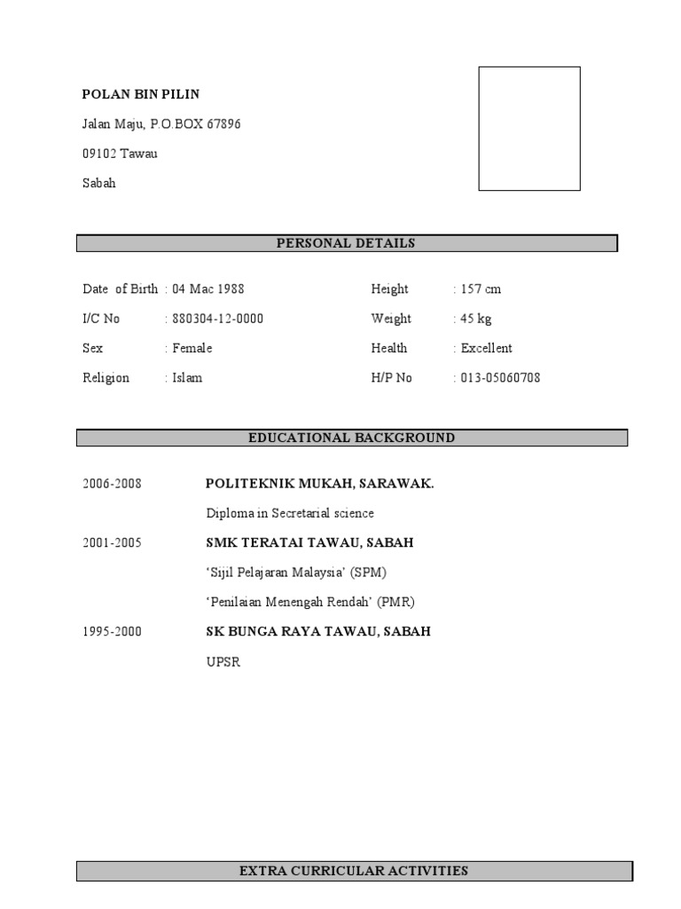 Contoh Resume | PDF | Career & Growth