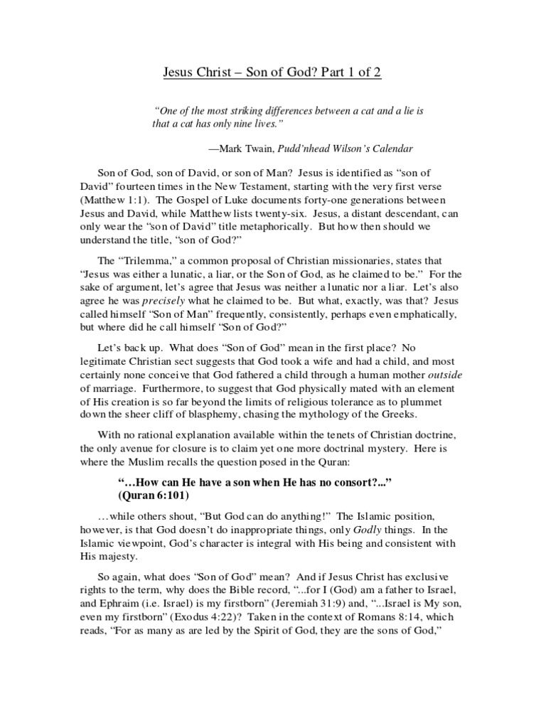 Jesus Christ - Son of God Part 1 | PDF