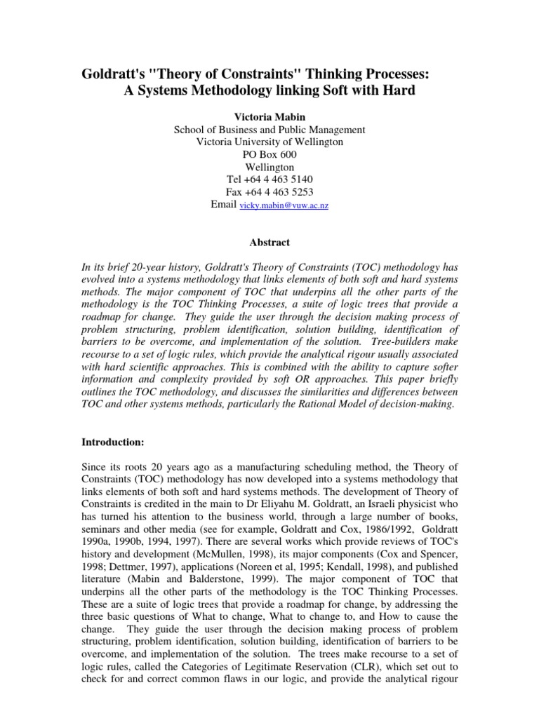 Theory of Constraints | PDF