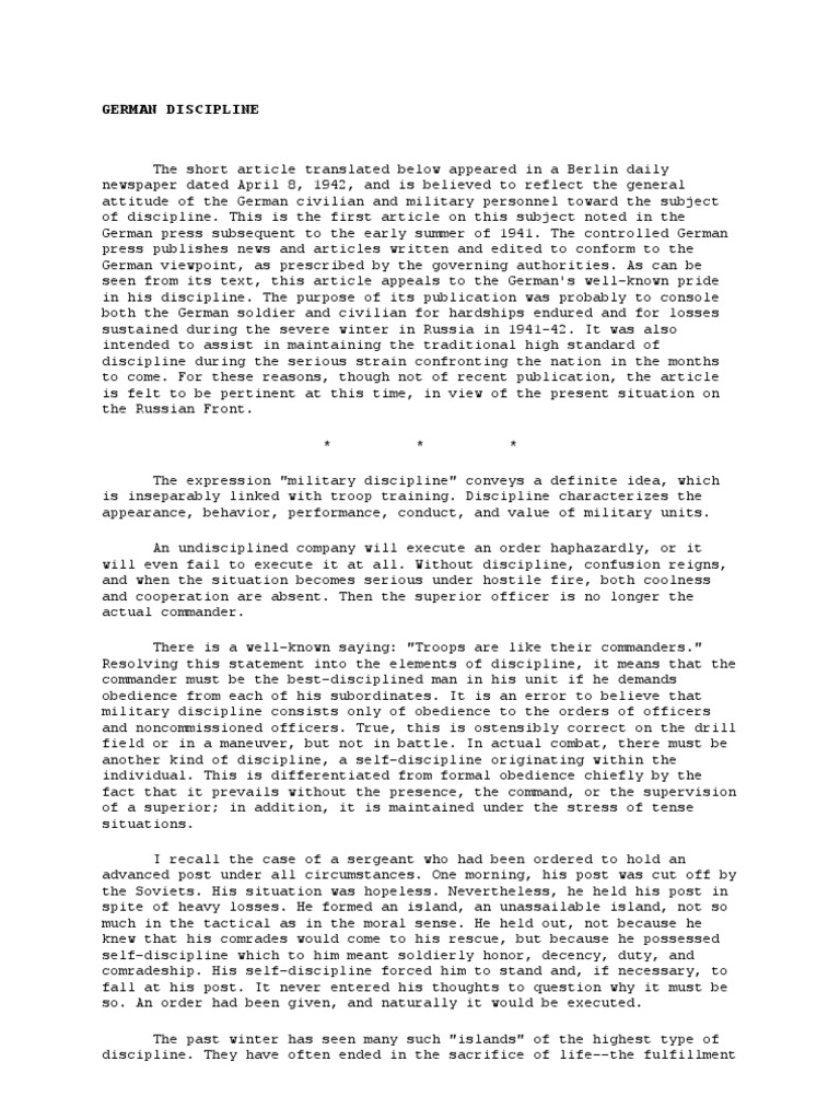 German Discipline | PDF | Nazi Germany | Military Justice