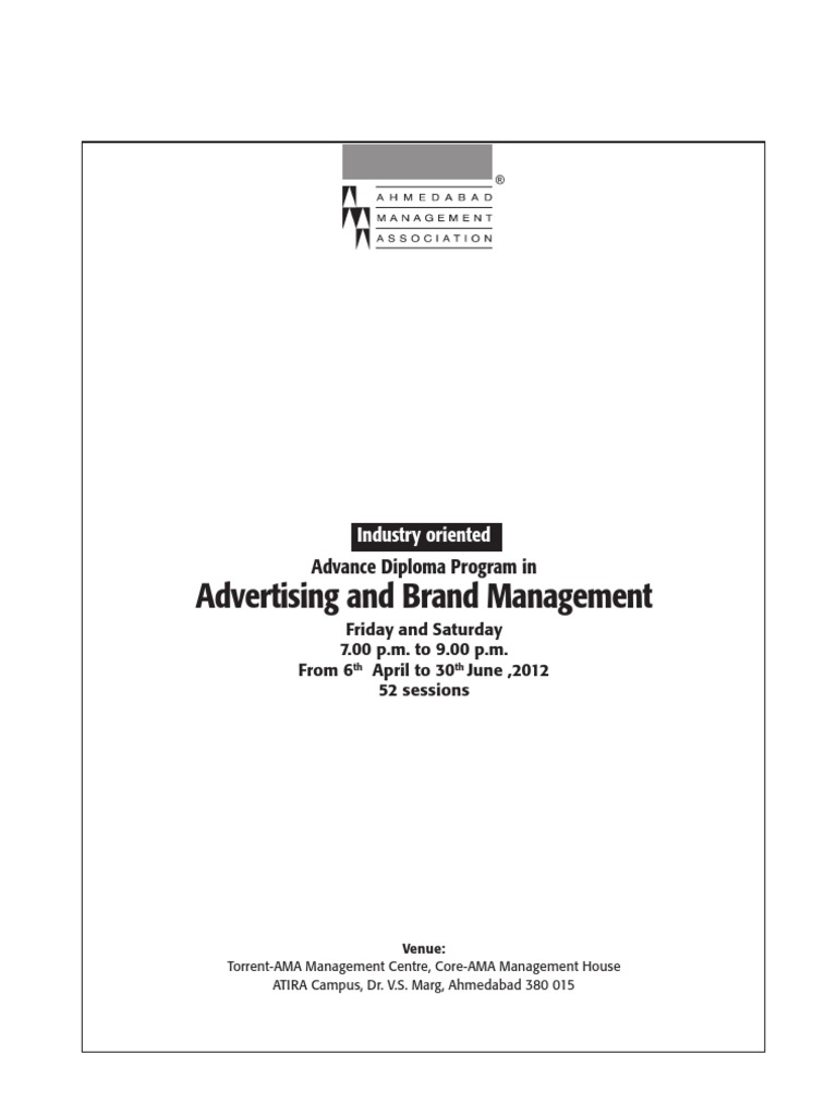 Advance Diploma in Advertising Management | PDF | Brand Management | Brand