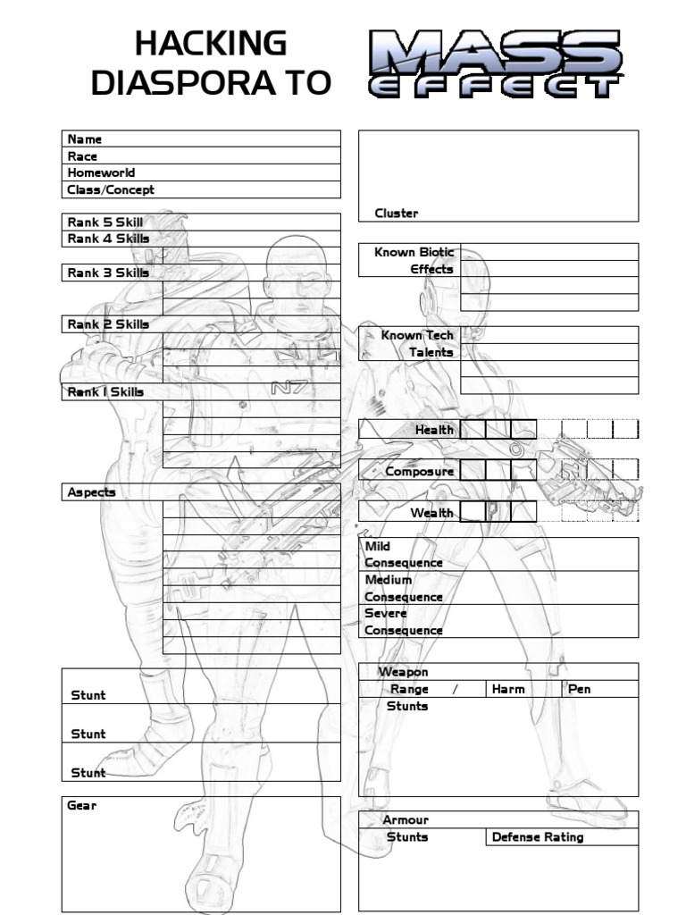 Hacking Diaspora To Mass Effect - Character Sheet v1.0 | PDF | Role ...