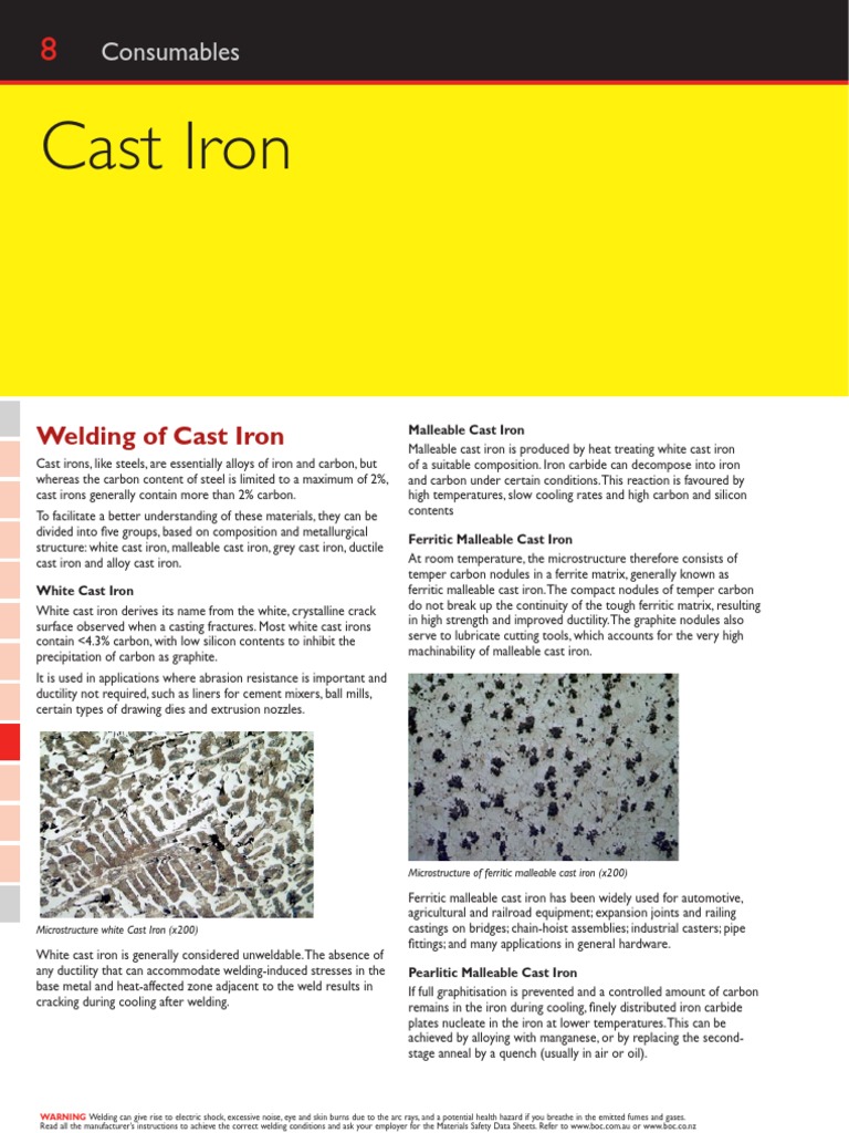 Welding Consumables-Cast Iron | PDF | Cast Iron | Welding