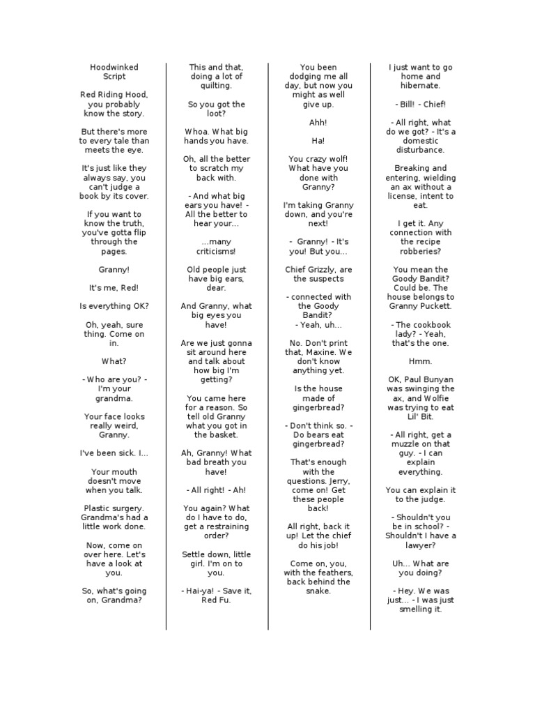 Hoodwinked Script | PDF | Leisure | Nature