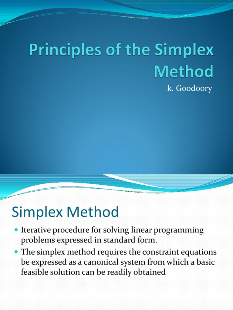 Principles of The Simplex Method | PDF