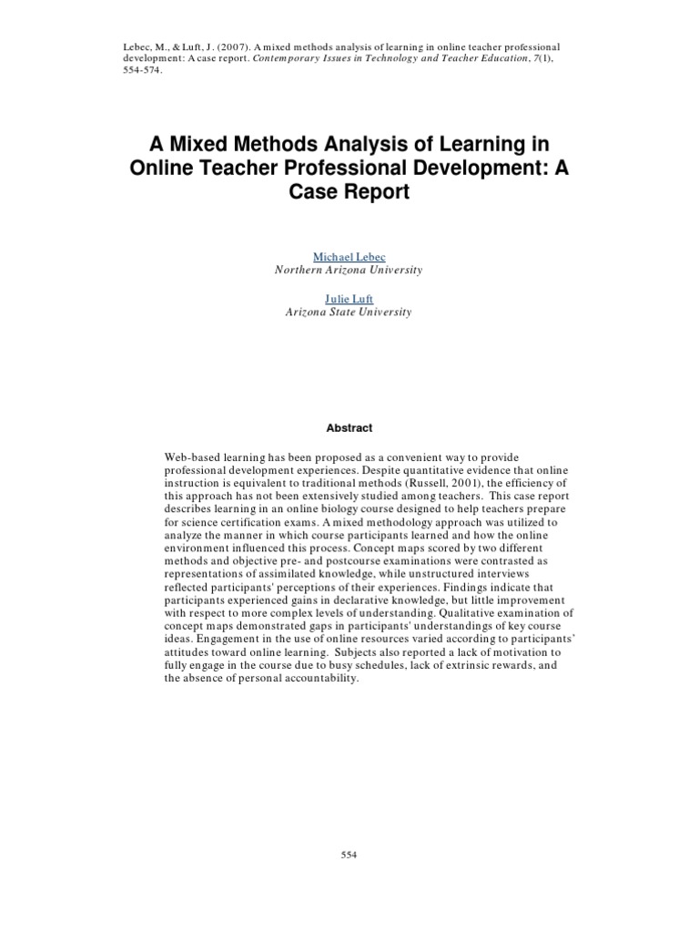 A Mixed Methods Analysis of Learning in Online Teacher Professional ...