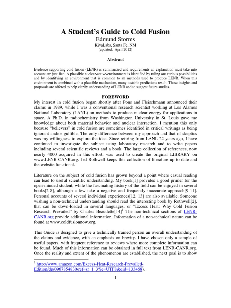 A Student's Guide To Cold Fusion | PDF