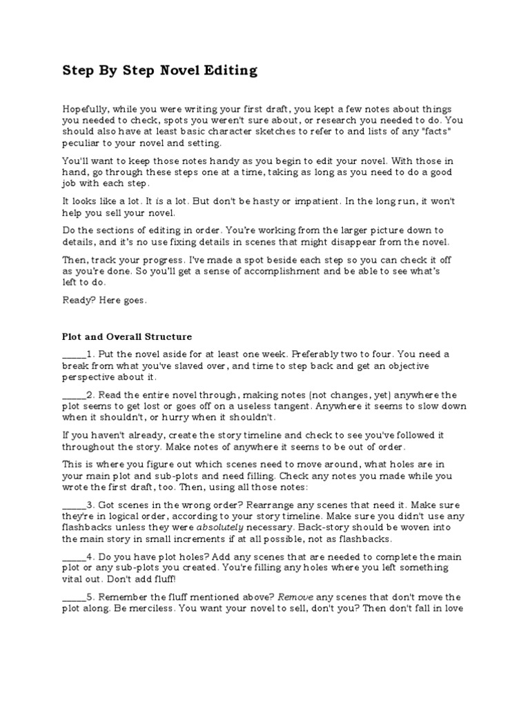 Steps To Revising Your Novel | PDF | Narration | Adverb