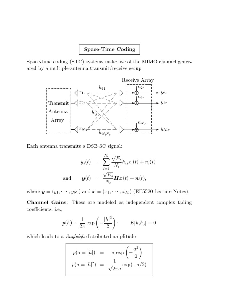 Space-Time Coding: x x h y y n n | Normal Distribution | Eigenvalues ...
