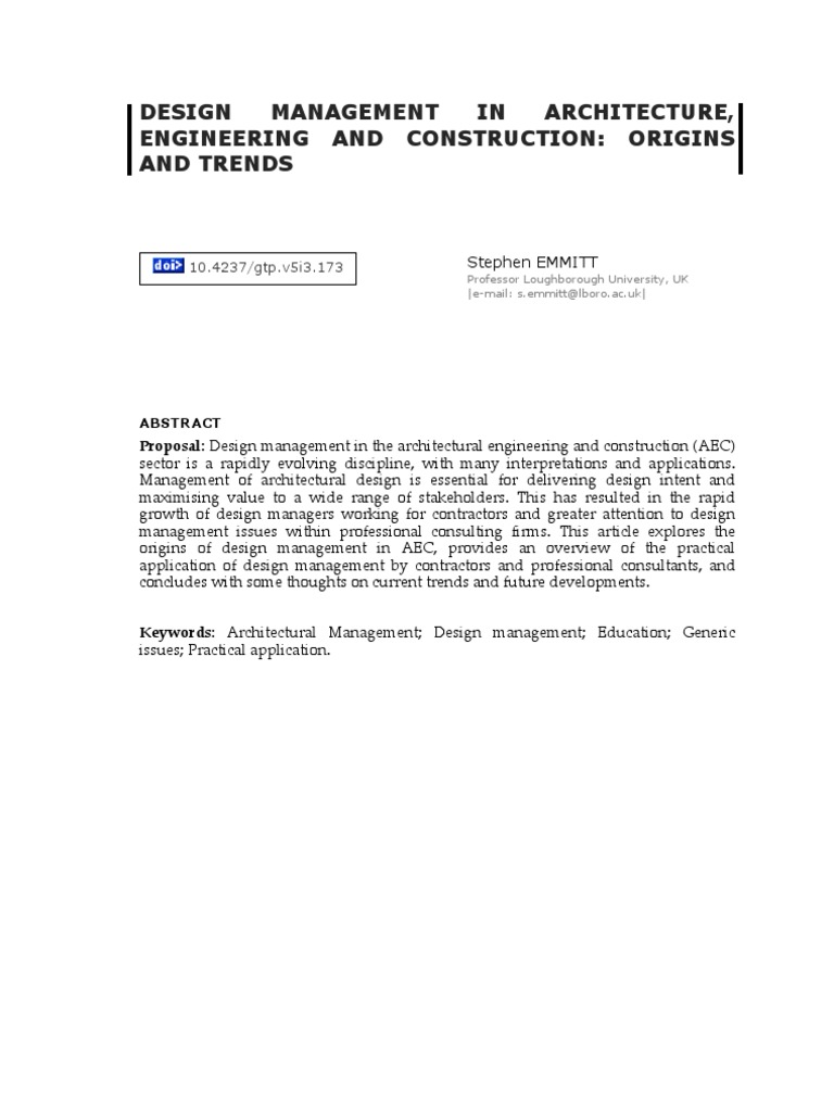 Design Management in AEC | PDF | Design | Architect