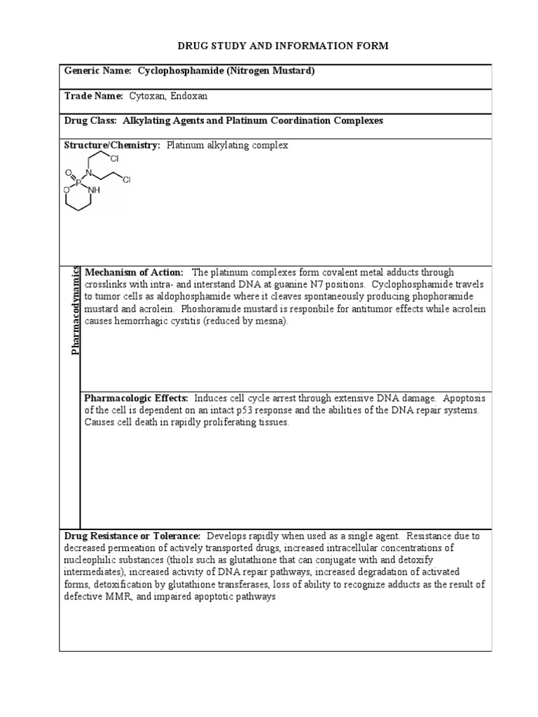 Cyclophosphamide | Drugs | Biochemistry