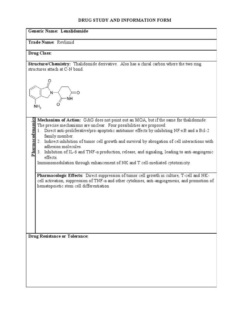 Lenalidomide: Mechanism and Pharmacokinetics | PDF