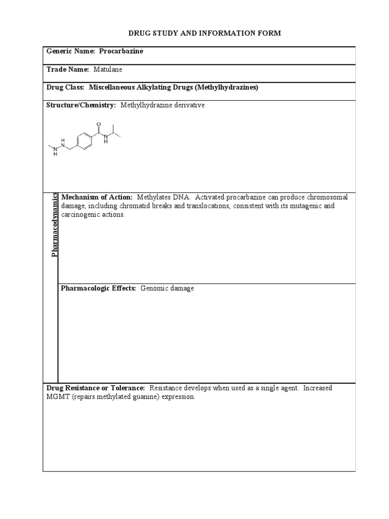 Procarbazine Mechanism Of Action