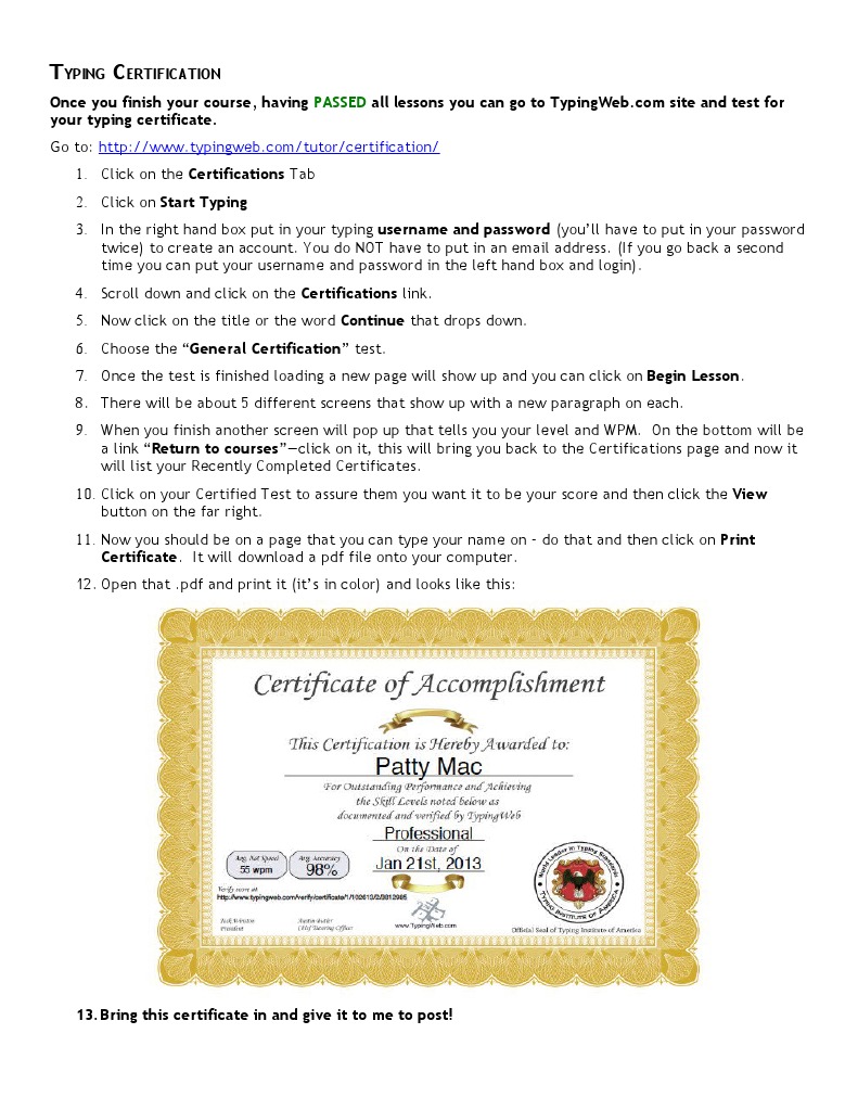 Typing Certification | PDF