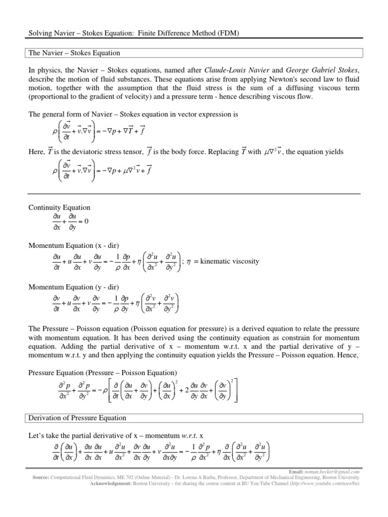 Simple MATLAB Code For Solving Navier-Stokes Equation (Finite Difference Method, Explicit Scheme ...