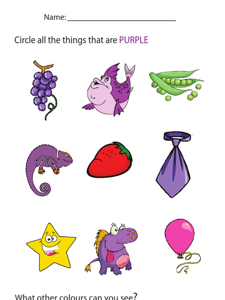 Purple Color Recognition Worksheet | PDF
