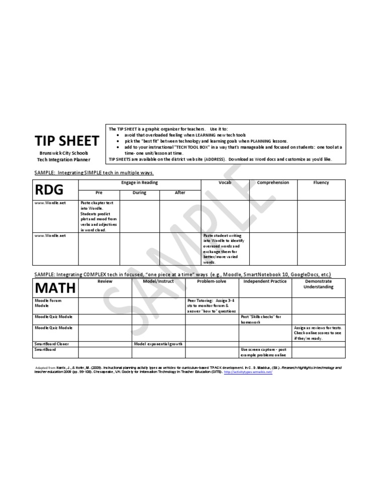 Tip Sheet: SAMPLE: Integrating SIMPLE Tech in Multiple Ways | PDF ...