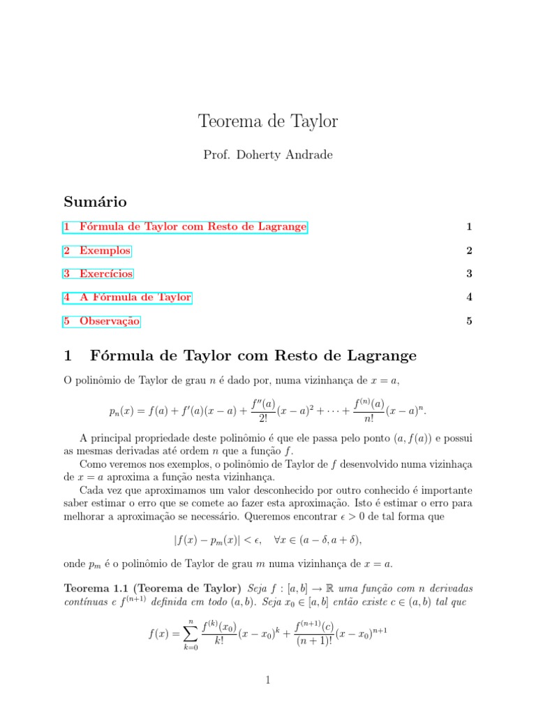 Série de Taylor | PDF | Derivado | Funções e mapeamentos