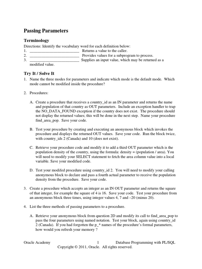 PLSQL s08 l03 Try | PDF | Subroutine | Parameter (Computer Programming)