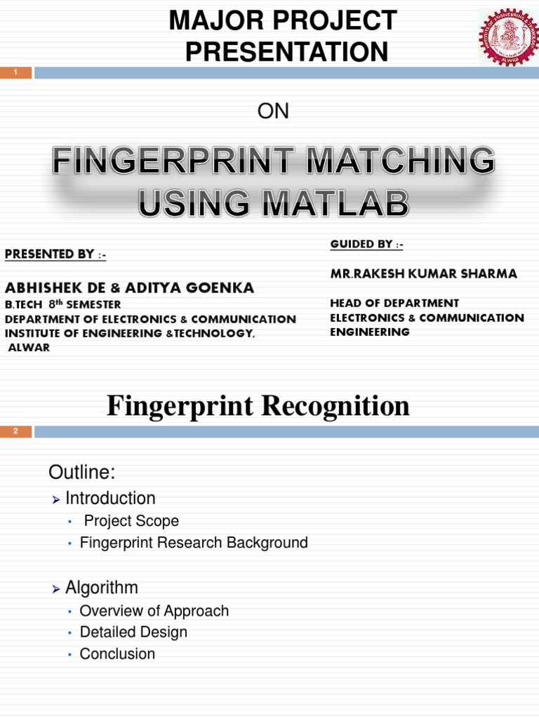 Fingerprint Recognition Using Matlab | PDF | Signal Processing | Areas Of Computer Science