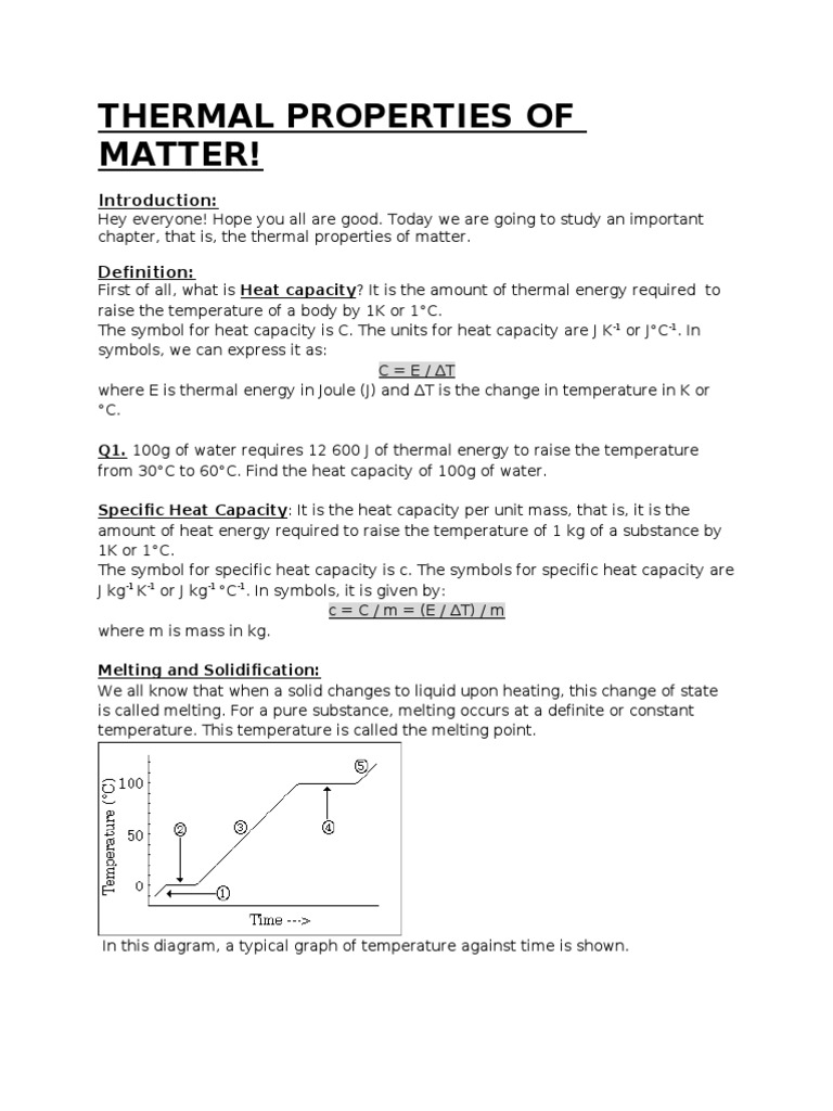Thermal Properties of Matter | PDF | Latent Heat | Freezing