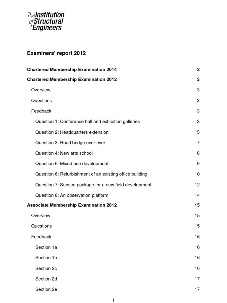 IStructE CM Exam Report 2012 | PDF | Truss | Deep Foundation