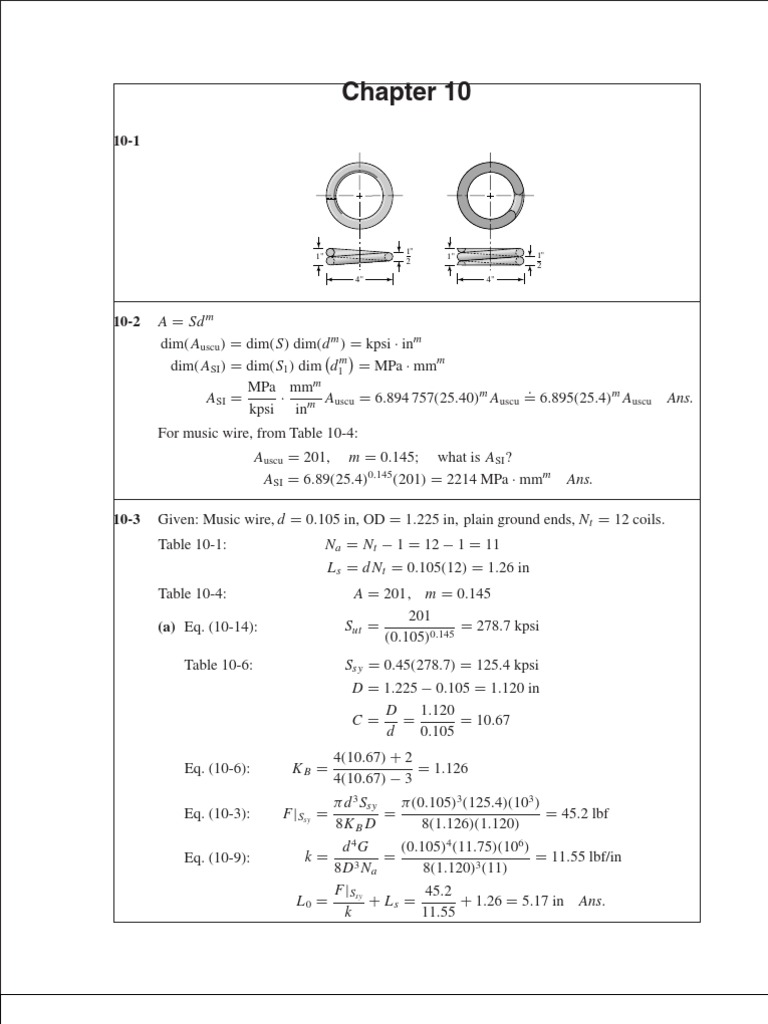 Shigley's Mechanical Engineering Design 8th Edition Solutions Manual - Chapter 10 | PDF ...